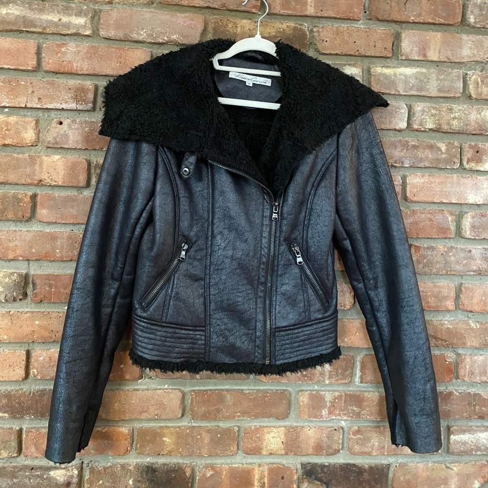 Kenneth Cole Faux Leather Jacket - Size Medium - Gem